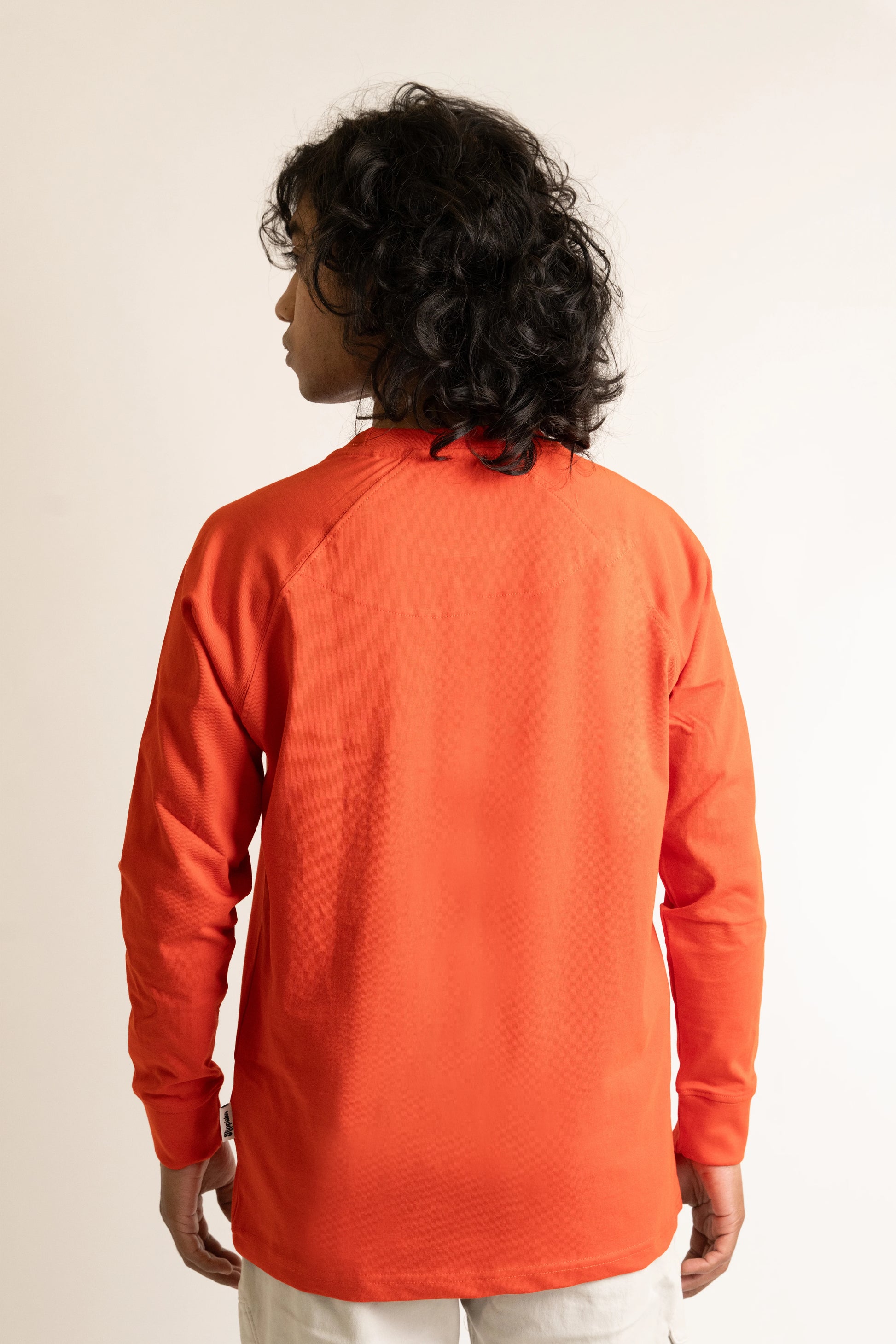 Mens Dark-Orange Classic Raglan Long Sleeve Crew Neck – Hippikart