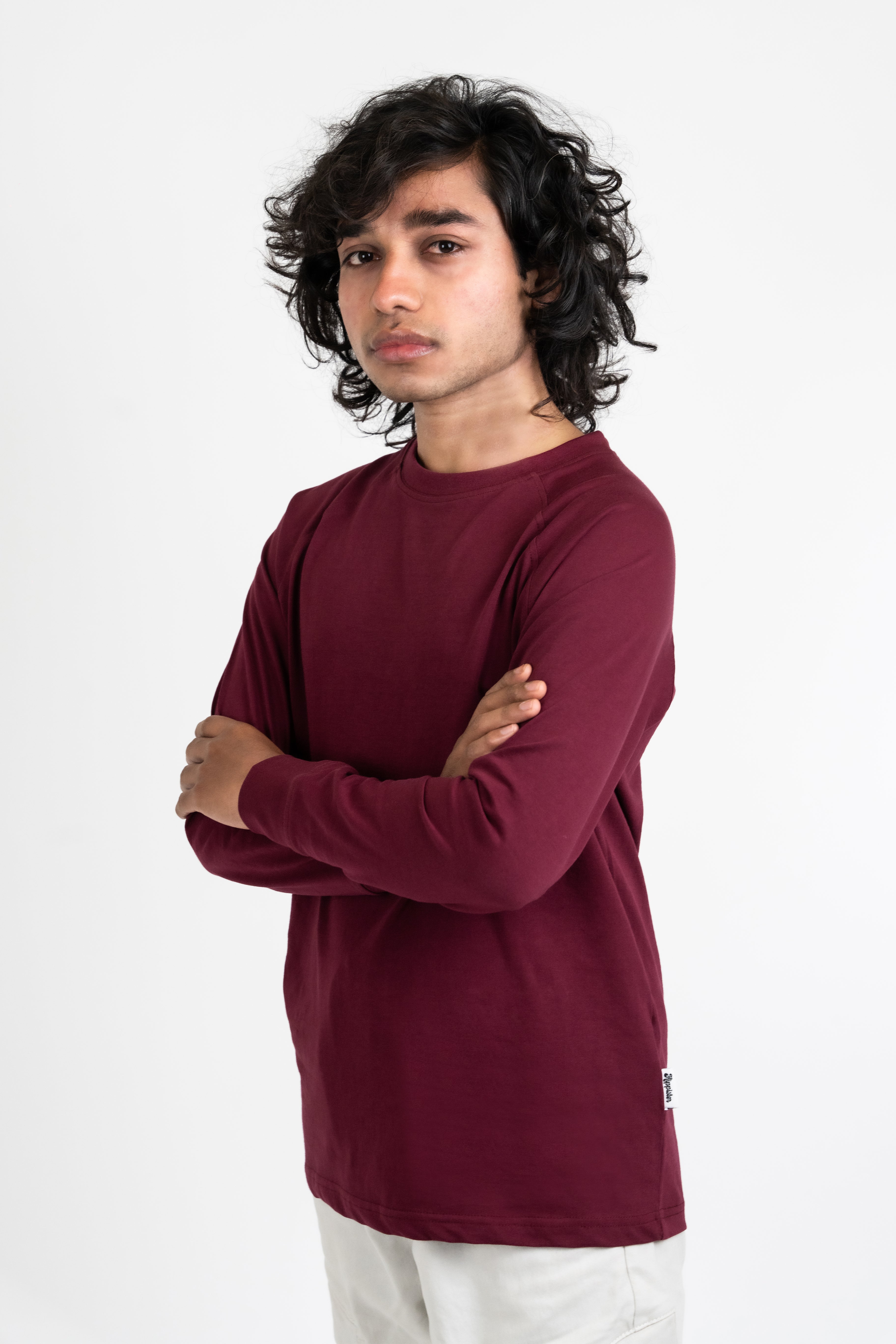 Mens Maroon Classic Raglan Long Sleeve Crew Neck – Hippikart